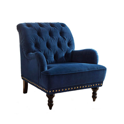 Furniture, Navy Side Chair - Linen Effects