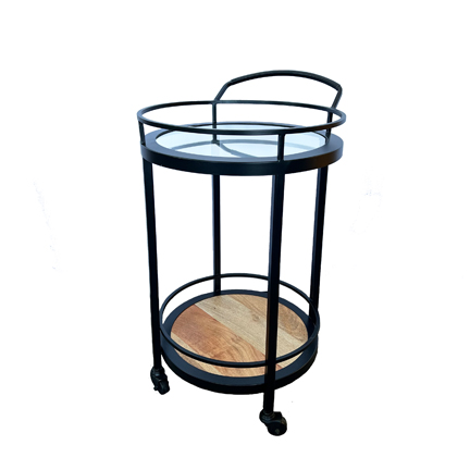 Furniture, Round Bar Cart - Black - Linen Effects