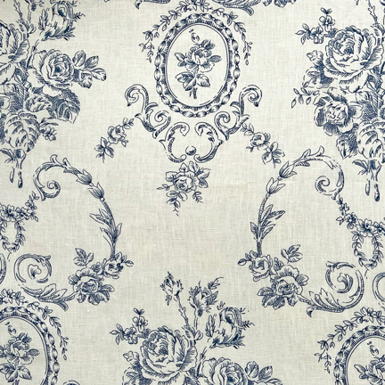 Napkin, Toile Navy Floral 100% Linen - Linen Effects