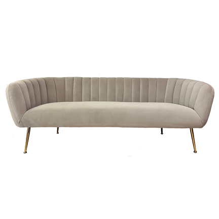 Furnishings, Velvet Sofa - Stone - Linen Effects