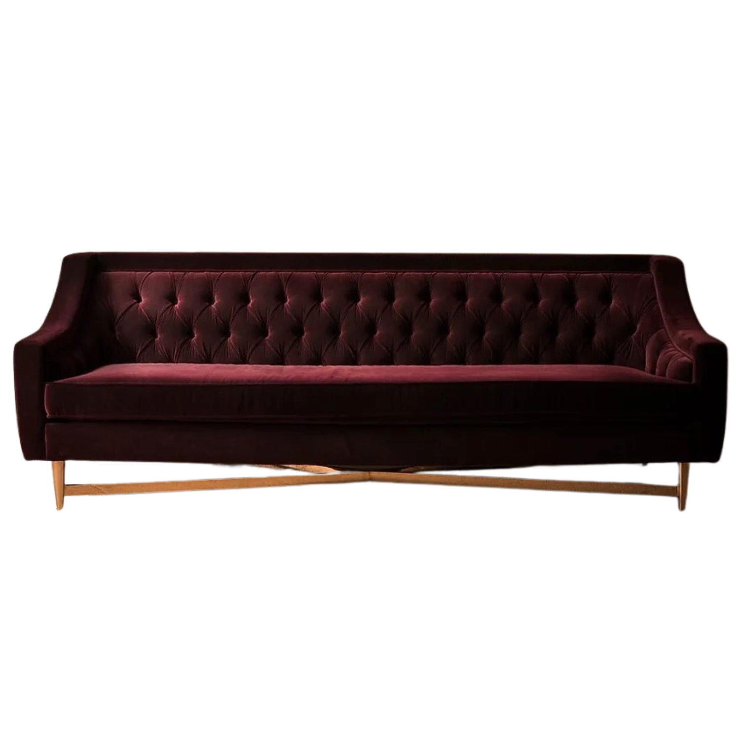 Furniture, Merlot Velvet Sofa - Linen Effects